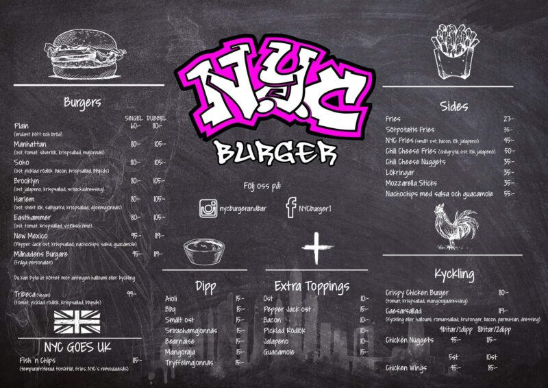 Meny - NYC Burger